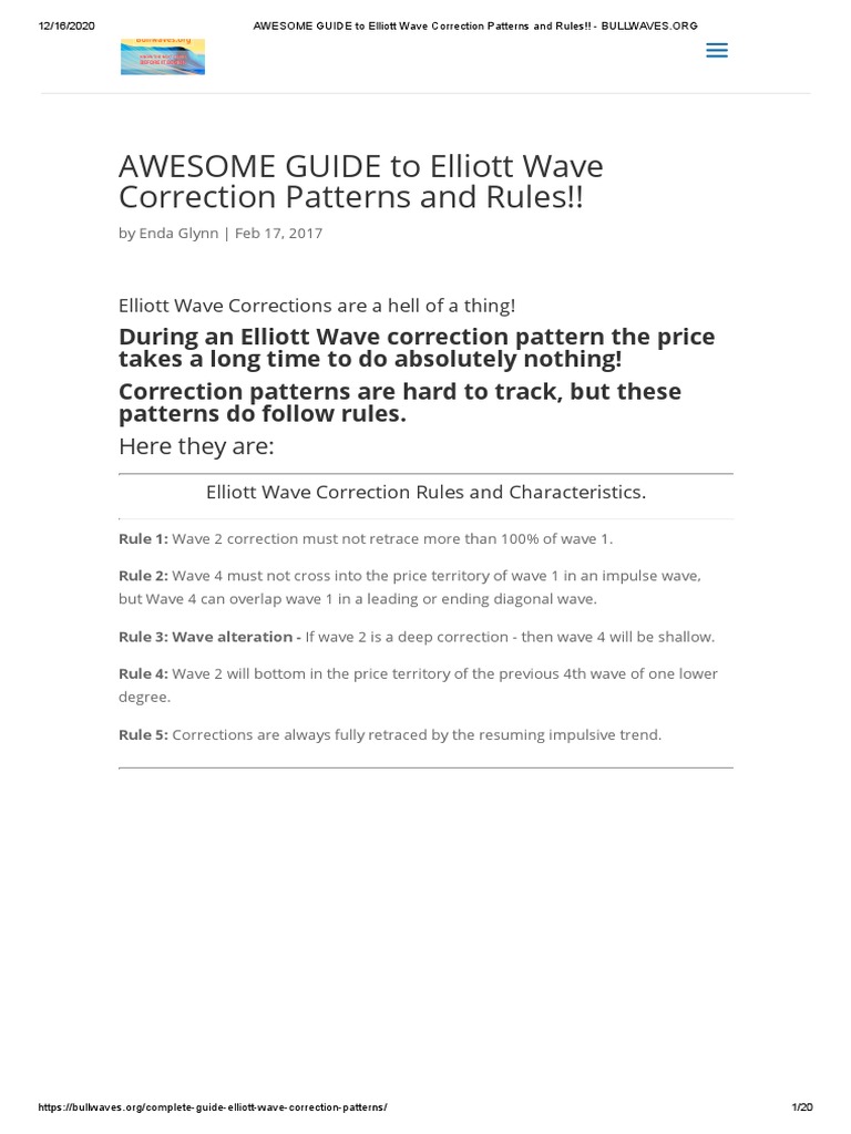 AWESOME GUIDE To Elliott Wave Correction Patterns and Rules!! | PDF ...