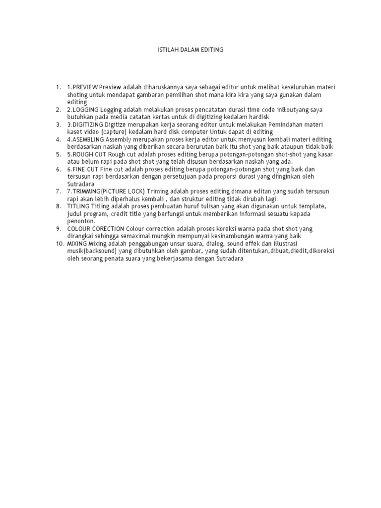 Istilah Dalam Editing | PDF