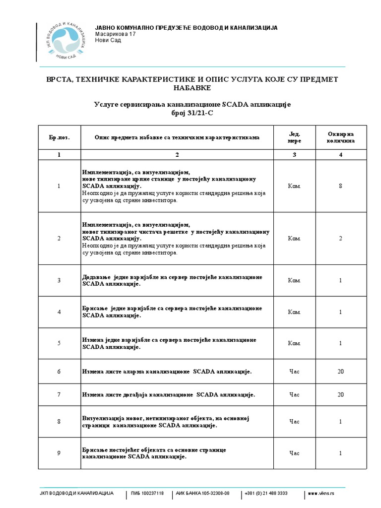 Tehnicka Specifikacija 31-21-S | PDF