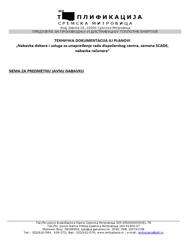 Tehnicka Dokumentacija Ili Planovi | PDF