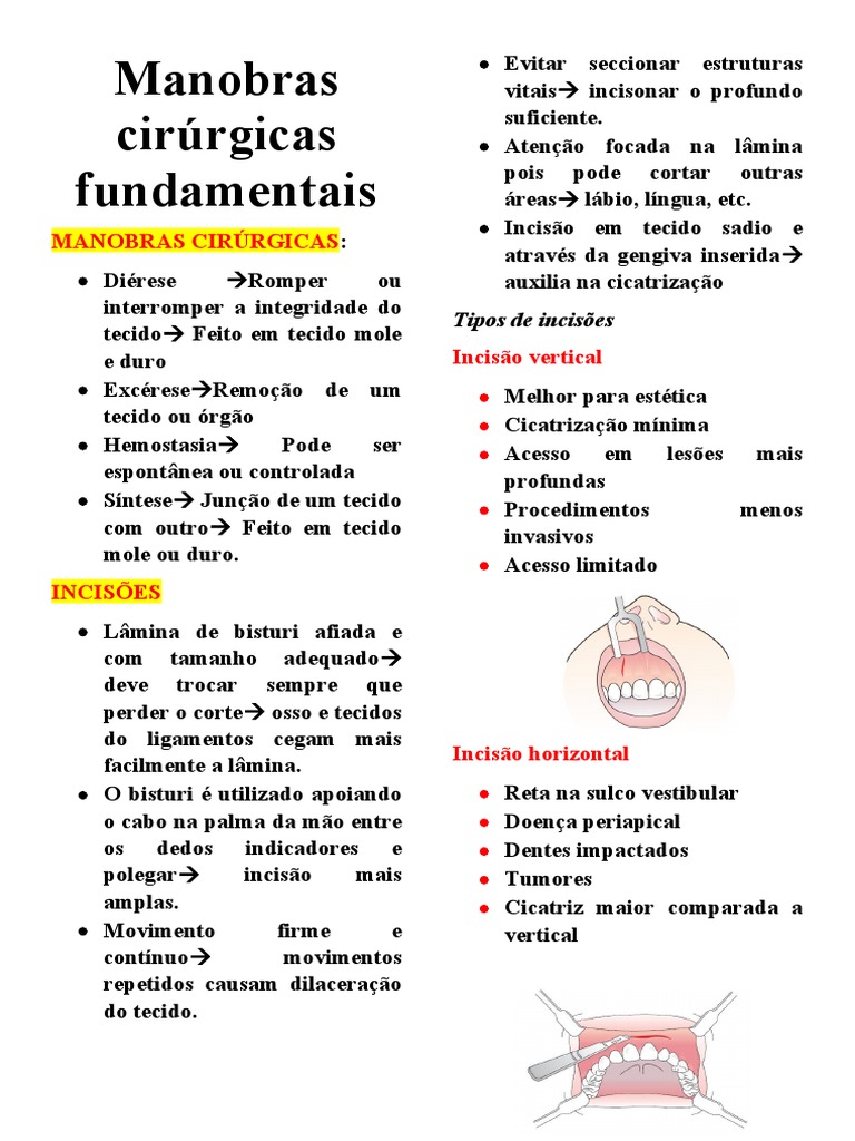 Manobras Cirúrgicas Fundamentais - RESUMO | PDF | Dente | Natureza