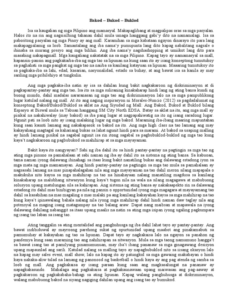 BAKOD-BUKOD-BUKLOD Manuscript | PDF