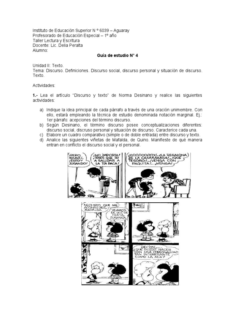 Guía #4. Lectura y Escritura. | PDF
