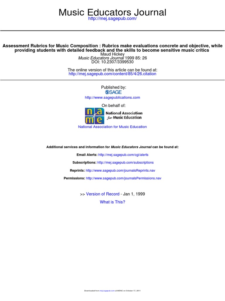 Assessment Rubrics For Music Composition | PDF | Rubric (Academic ...