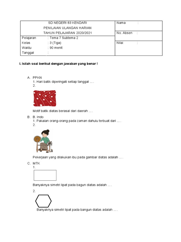 Soal Uh 2 Tema 7 ST 2 | PDF