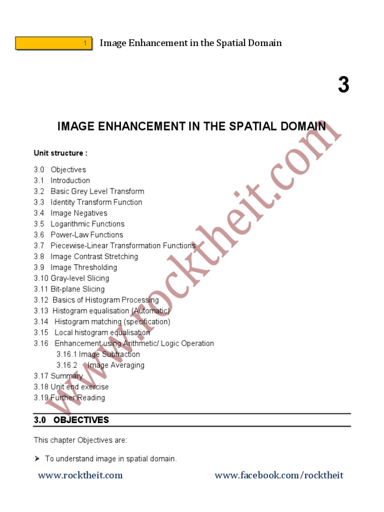 CHP 3 Image Enhancement in The Spatial Domain 1 Min | Download Free PDF ...