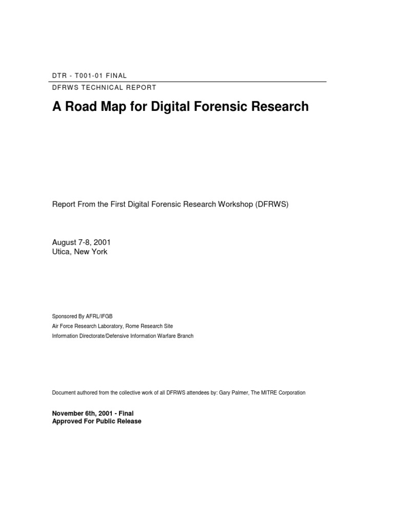 A Road Map For Digital Forensic Research | PDF | Digital Forensics | Computer Forensics