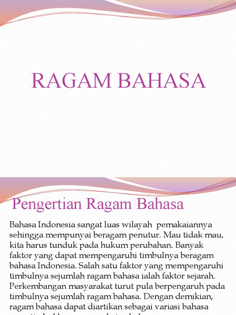 Ragam Bahasa: Formal dan Nonformal | PDF