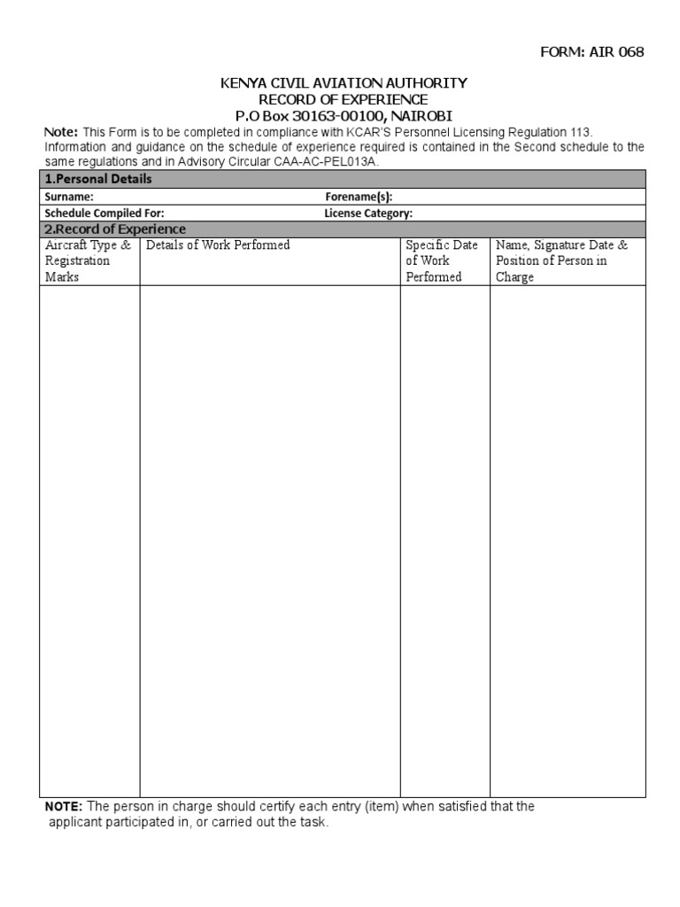 KCAA Logbook PDF 30 BW | PDF