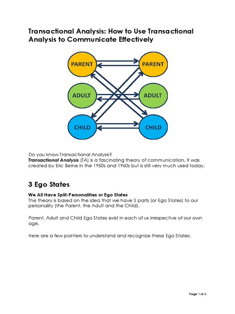 Transactional Analysis How To Use Transactional Analysis To Communicate Effectively Pdf