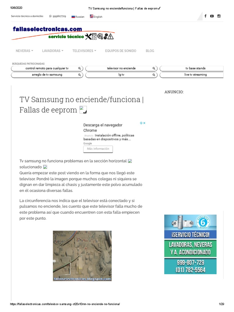 TV Samsung No Enciende - Funciona - Fallas de Eeprom | PDF | Diodo emisor de luz | Control remoto