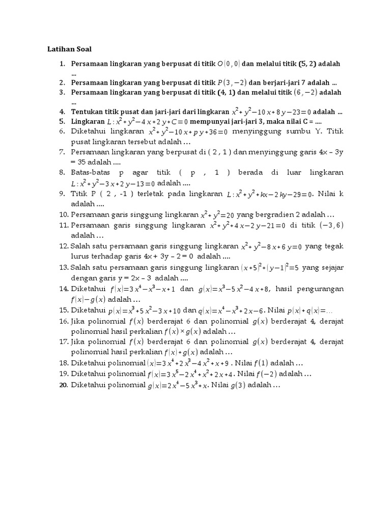 Latihan Soal Mat Minat | PDF | Olahraga & Rekreasi | Metode & Bahan Ajar