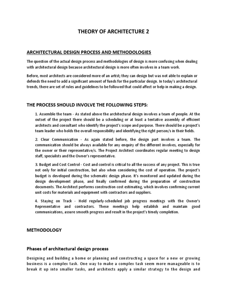 Architectural Design Process Overview | PDF | Architect | Design