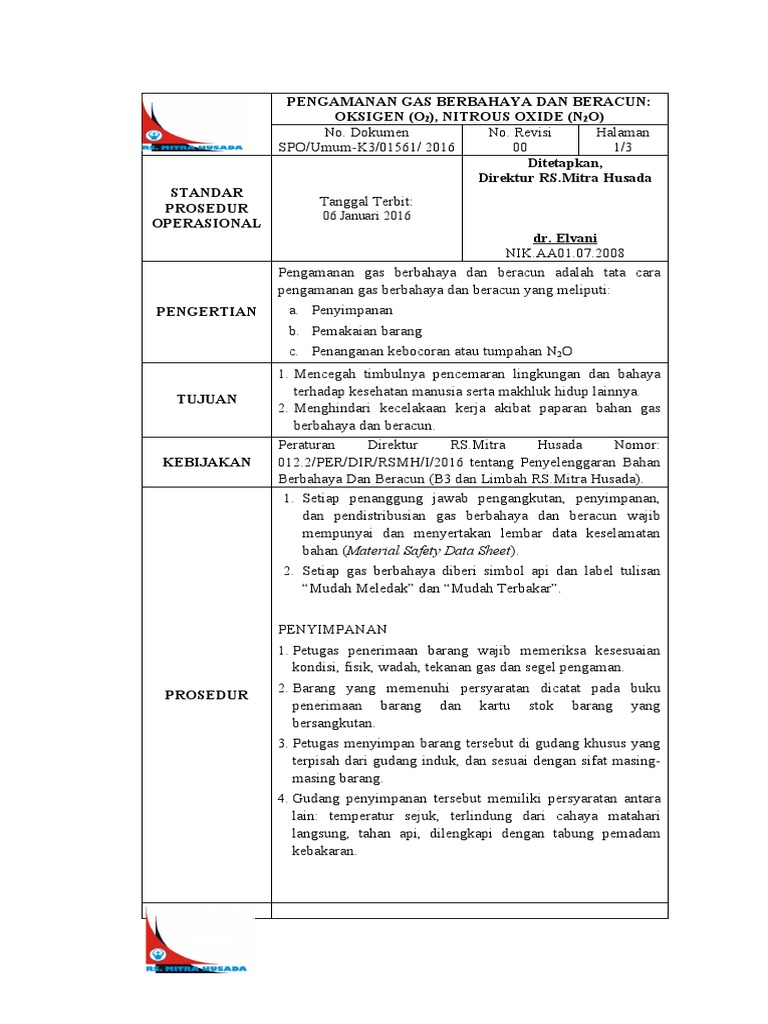 Sop Penanganan Gas B3 | PDF