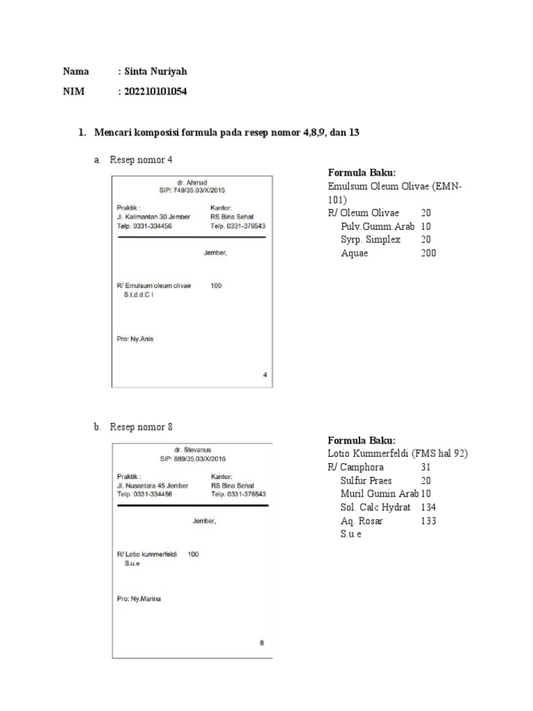 Formula Resep | PDF | Sulfur | Hydrogen Compounds