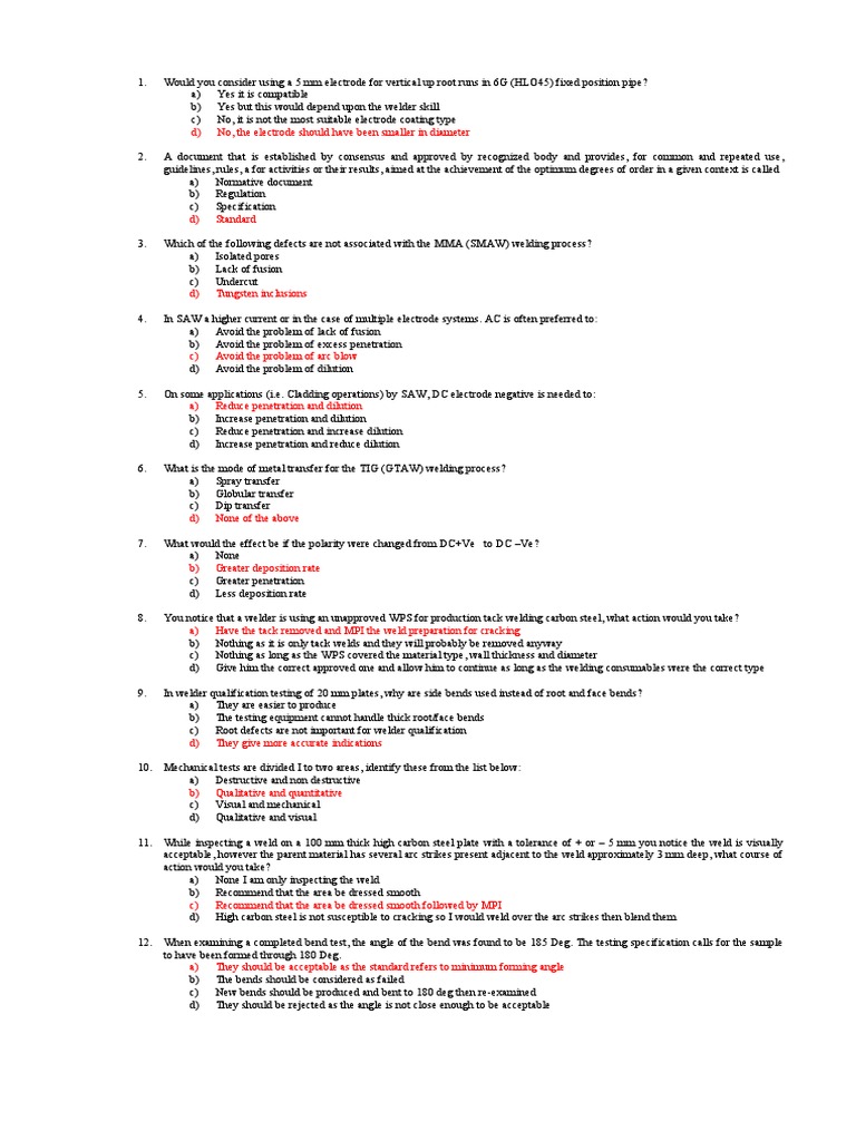 Welding questions document title | PDF | Welding | Construction