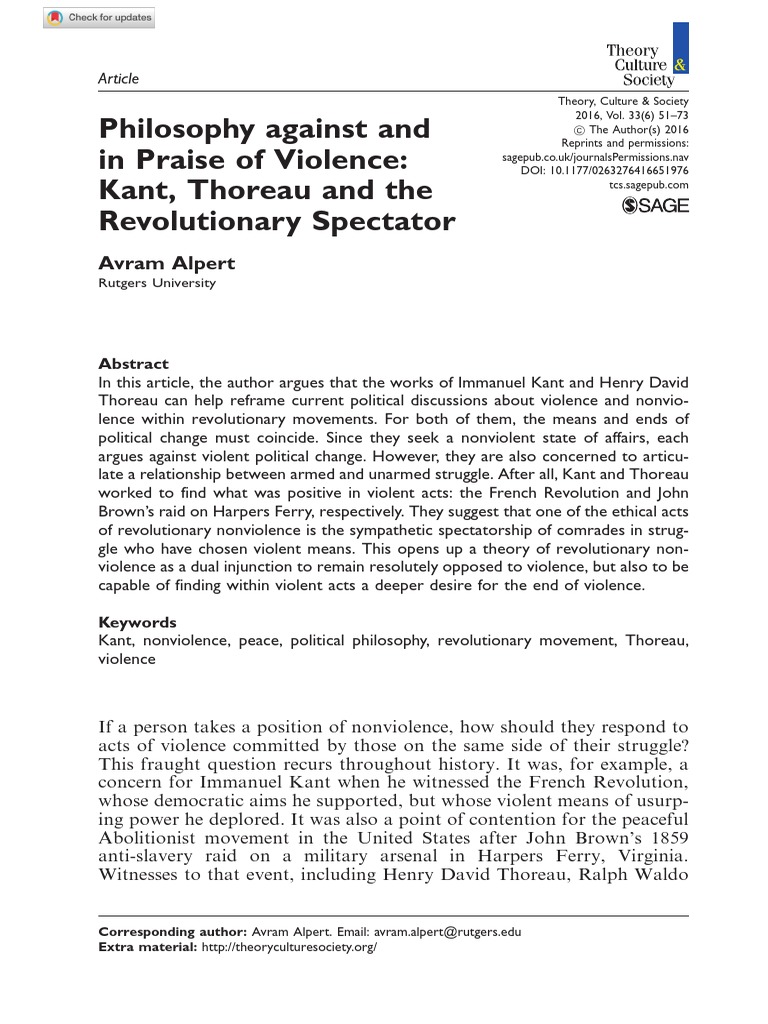 Alpert, Avram - Philosophy Against and in Favor of Violence | PDF ...
