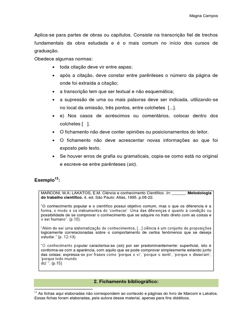 Exemplos - Fichamento | PDF | Método científico | Science