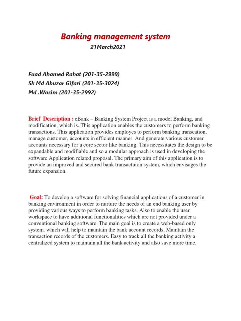 Banking Software Development Plan | PDF | Banks | Application Software