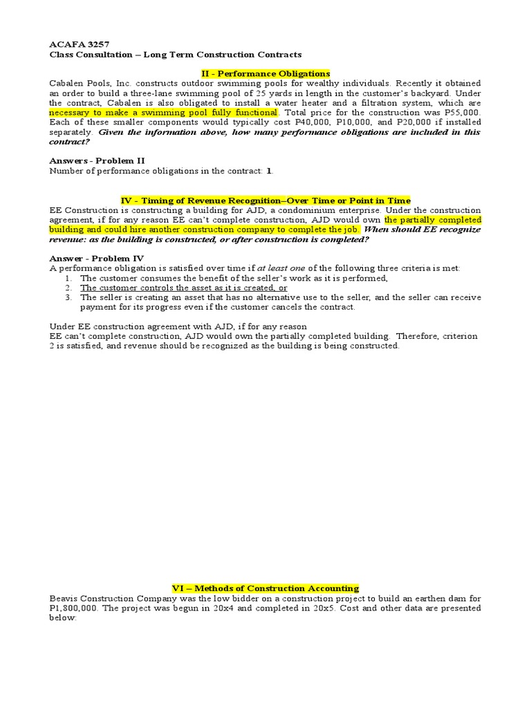 CH 10 Long Term Contracts | PDF | Cost | Revenue