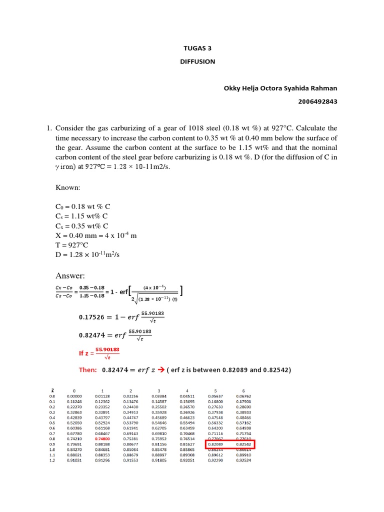 Answer:: Tugas 3 Diffusion | PDF | Materials Science | Applied And Interdisciplinary Physics