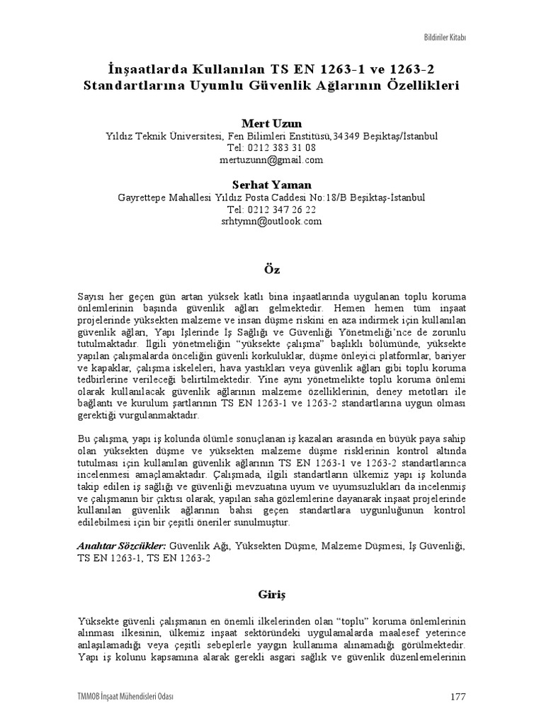 İnşaatlarda Kullanılan TS en 1263-1 Ve 1263-2 Standartlaerına ...
