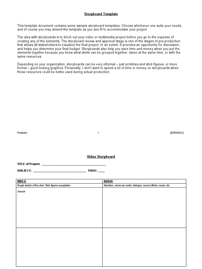 Storyboard Template | PDF | Hyperlink | Animation