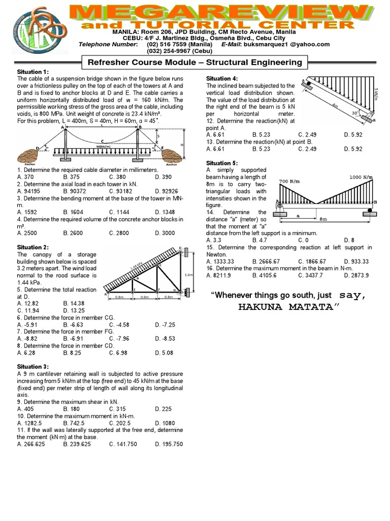 Refresher Course Module - Structural Engineering: Hakuna Matata" | PDF | Beam (Structure ...