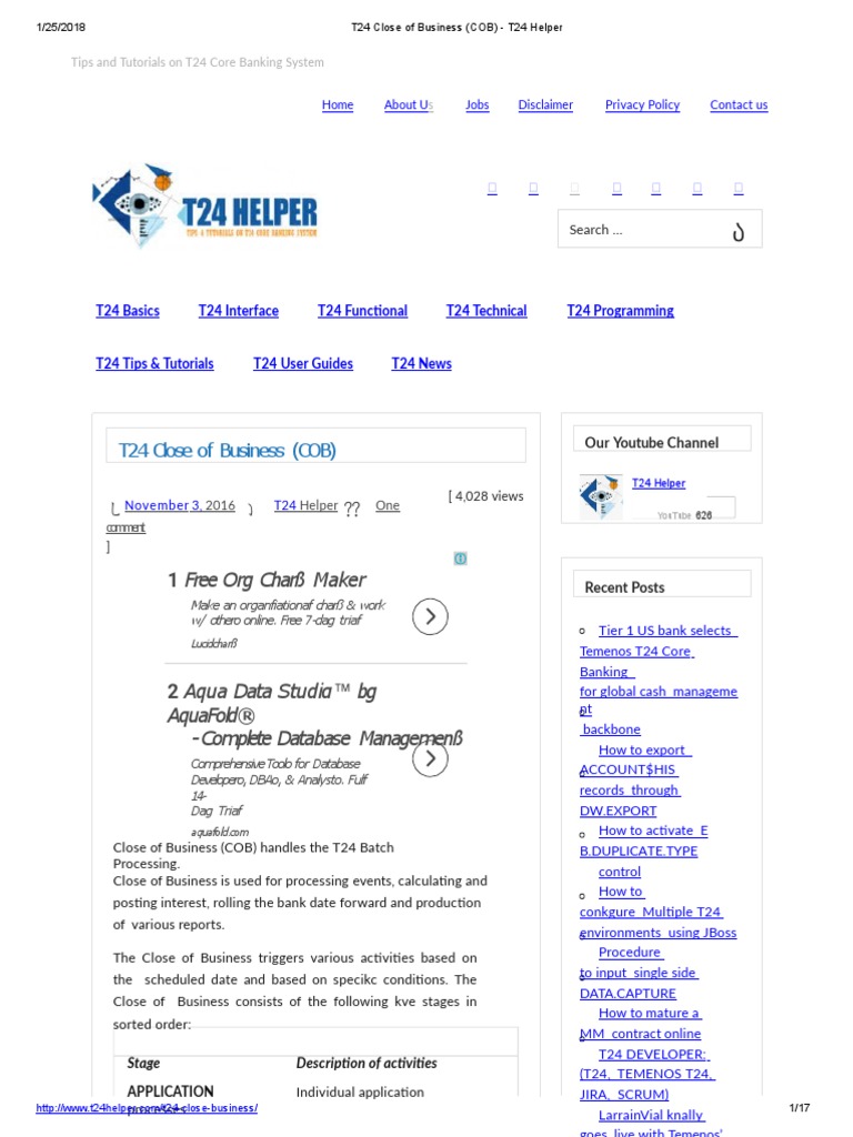 T24 Close of Business (COB) : 1 Free Org Charß Maker | PDF | Command ...
