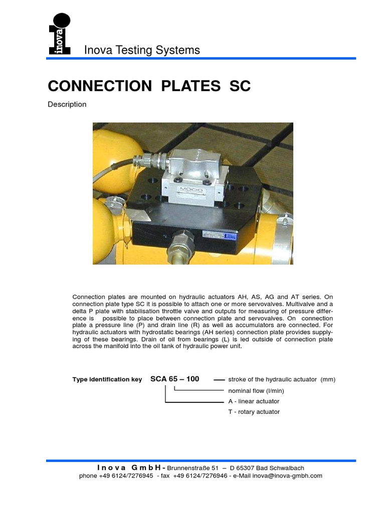 Inova Connection Plates SC | PDF | Actuator | Gases