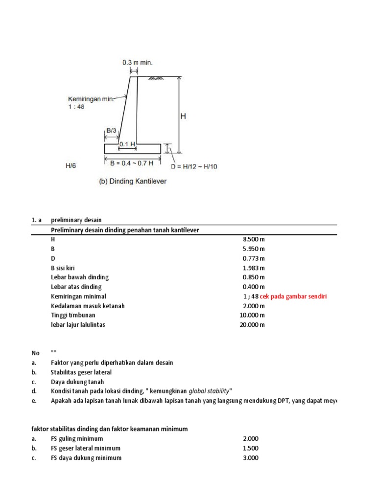 Perencanaan Dinding Penahan Tanah Kantilever | PDF