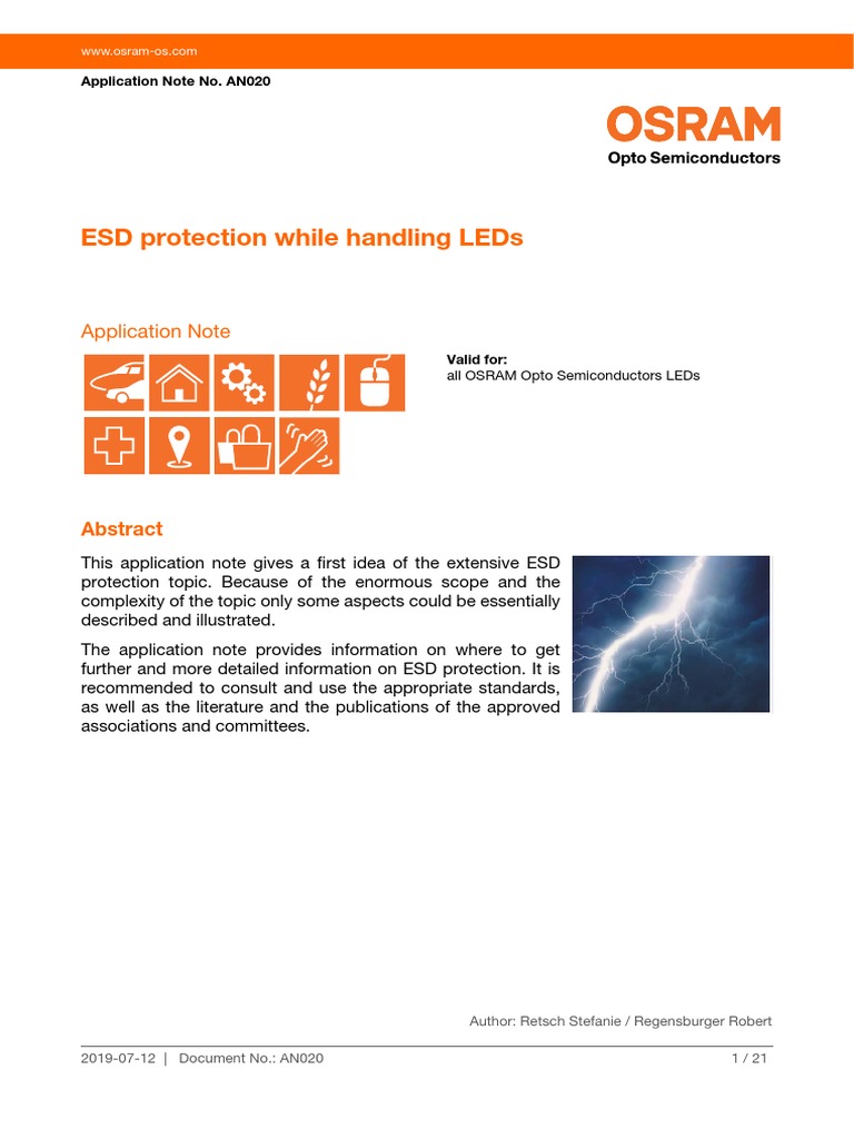 ESD Protection While Handling LEDs | PDF | Electrostatic Discharge ...