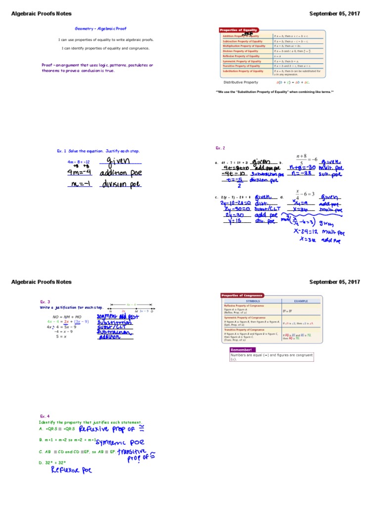 Algebraic Proofs Notes September 05, 2017 | PDF | Mathematical Proof ...
