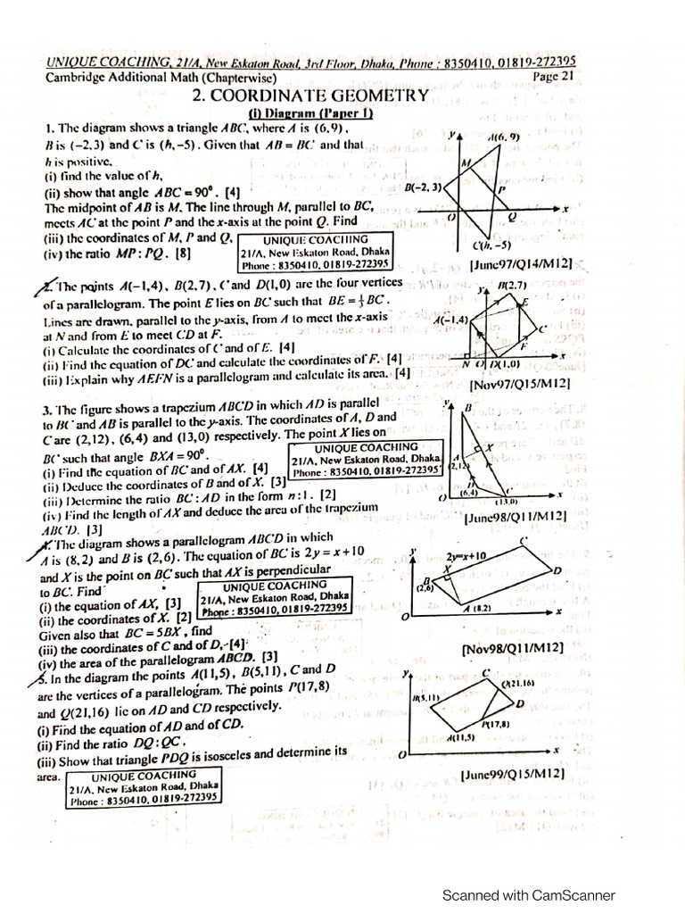 Coordinate Geometry Practice QP | PDF