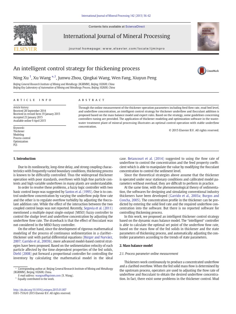 An Intelligent Control Strategy For Thickening Process | PDF | Teaching ...