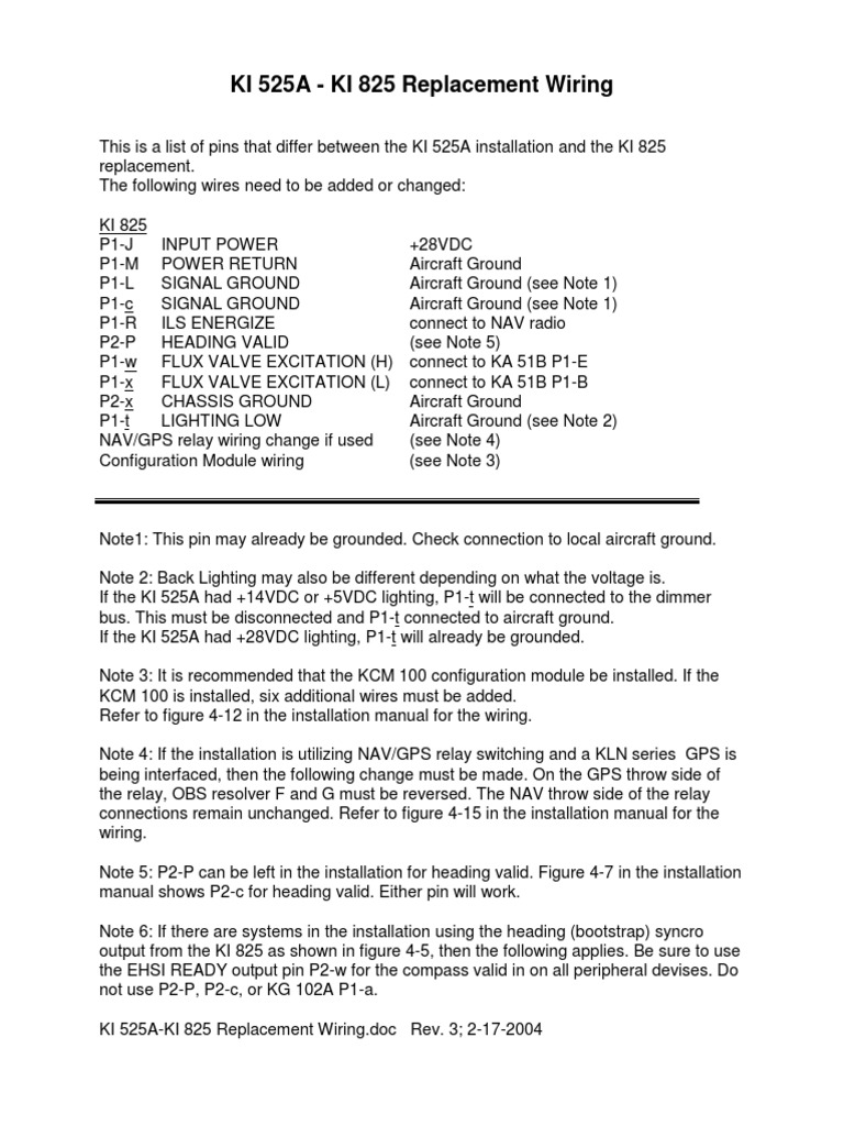 KI 525A to KI 825 Wiring Changes | PDF | Science & Mathematics
