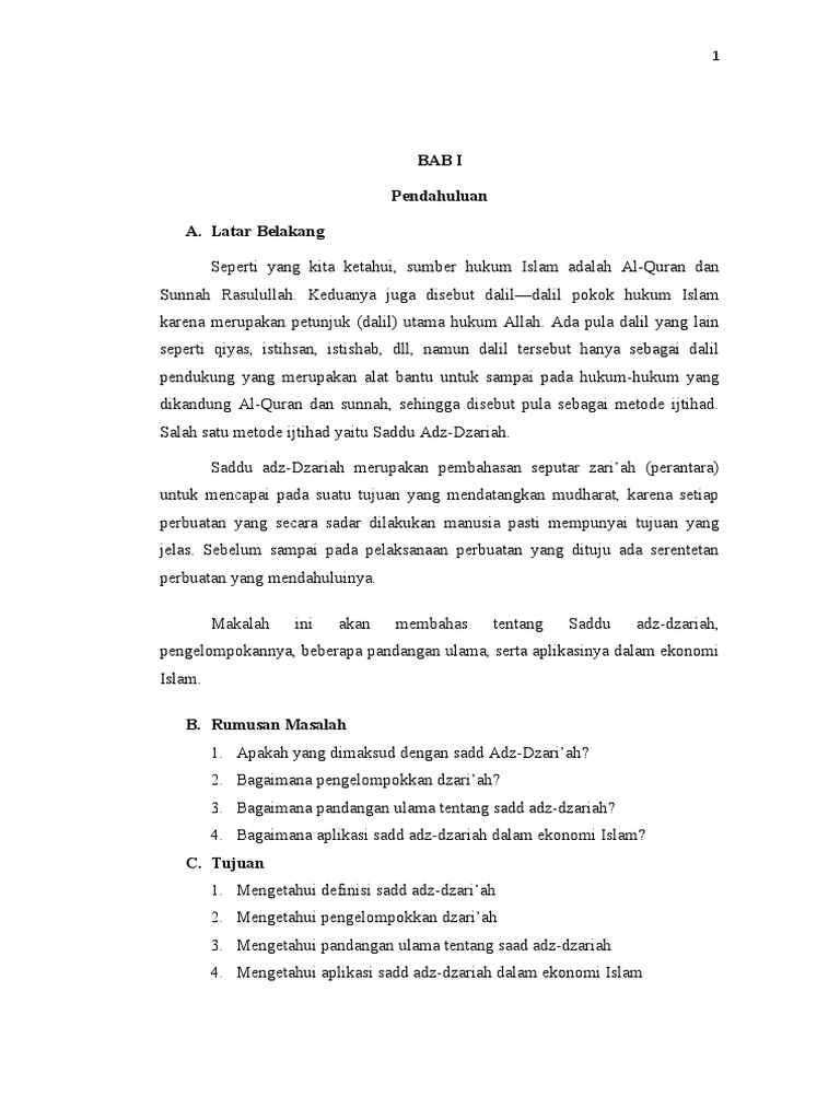 Saddu Adz-Dzariah dalam Hukum Islam | PDF