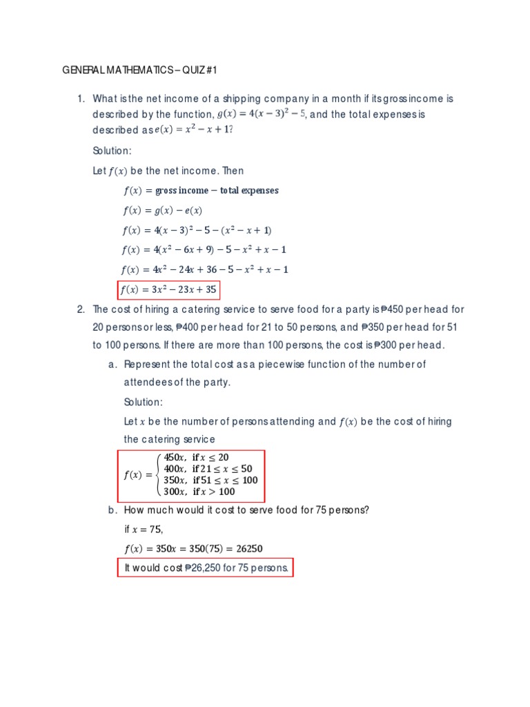 Quiz 1 Genmath | PDF | Mathematical Concepts | Applied Mathematics