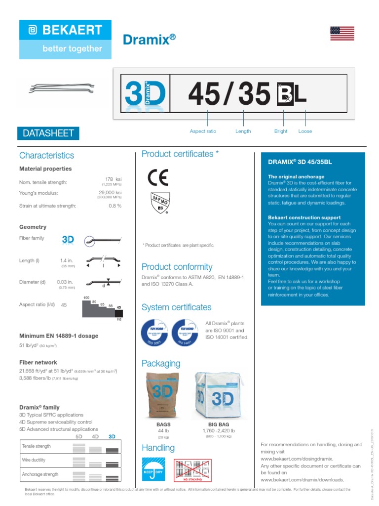 Dramix 3D 4535BL-4535BL | PDF | Fibers | Strength Of Materials