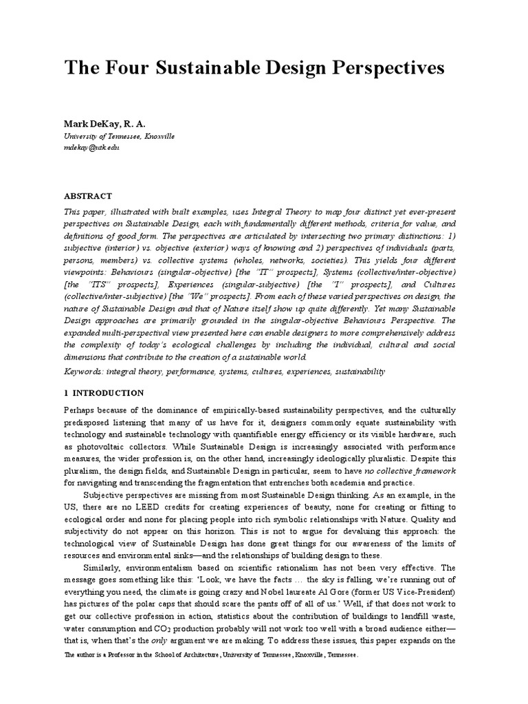 The Four Sustainable Design Perspectives | PDF | Sustainable Design ...