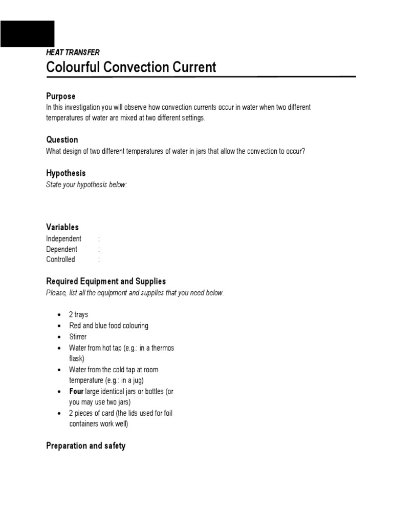 Colorful Convection Current Experiment | PDF | Convection | Heat Transfer
