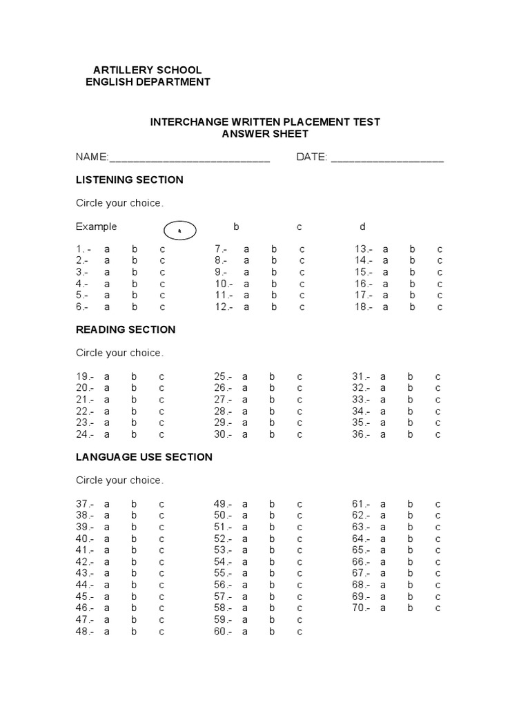 Interchange Written Placement Test | PDF