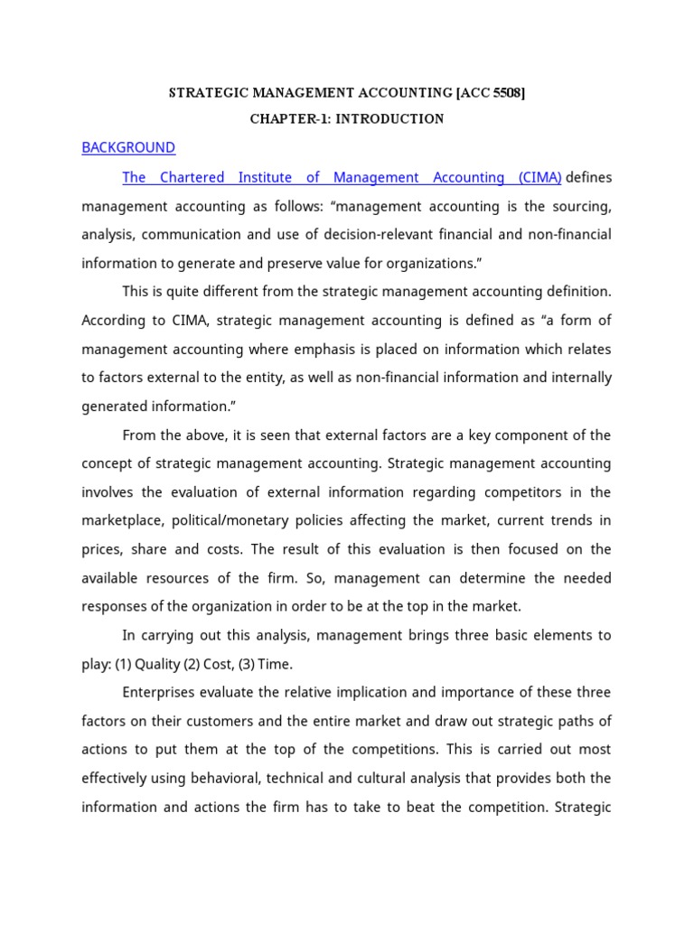 Chapter - 1 - Introduction To Strategic Management Accounting | PDF ...