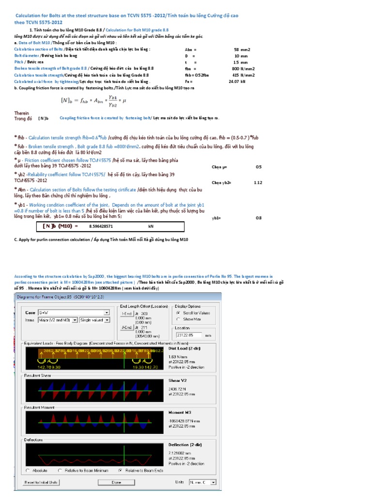 Calculation Sheet For Bolt M10, M12 | PDF
