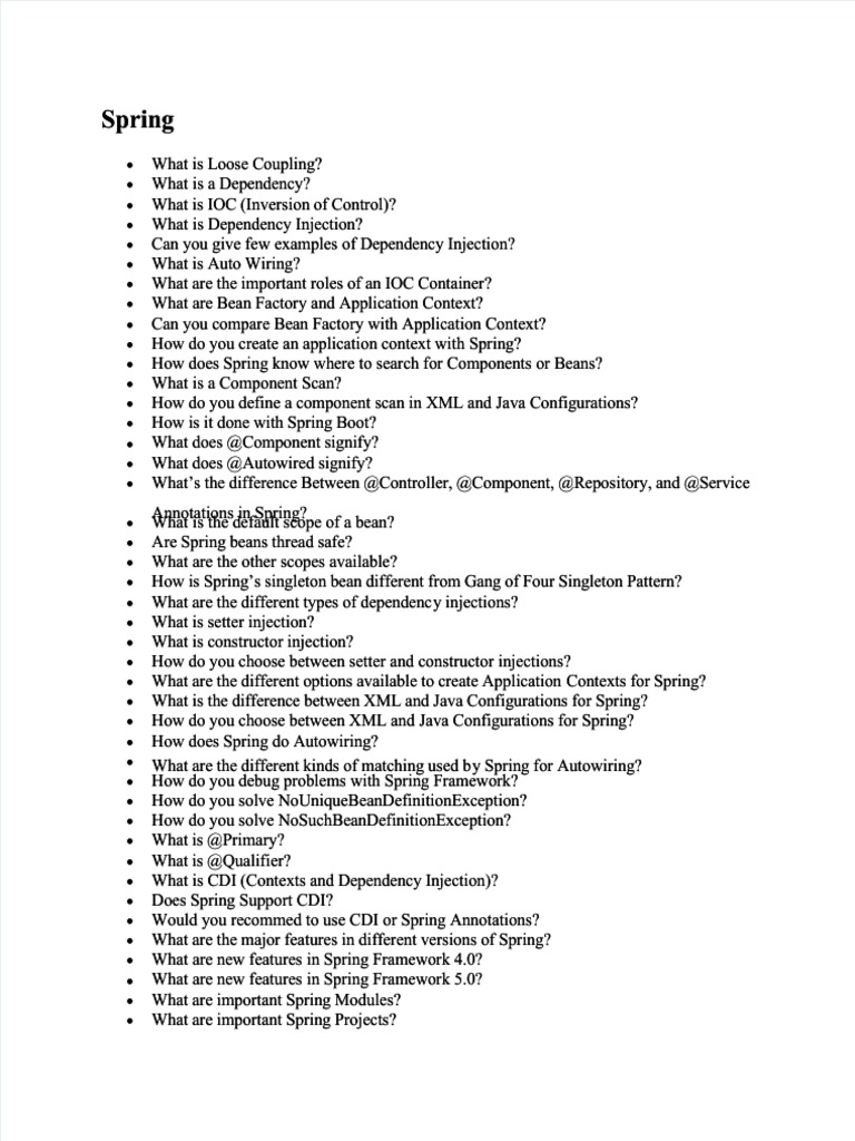 SPRING Interview | PDF | Spring Framework | Representational State Transfer