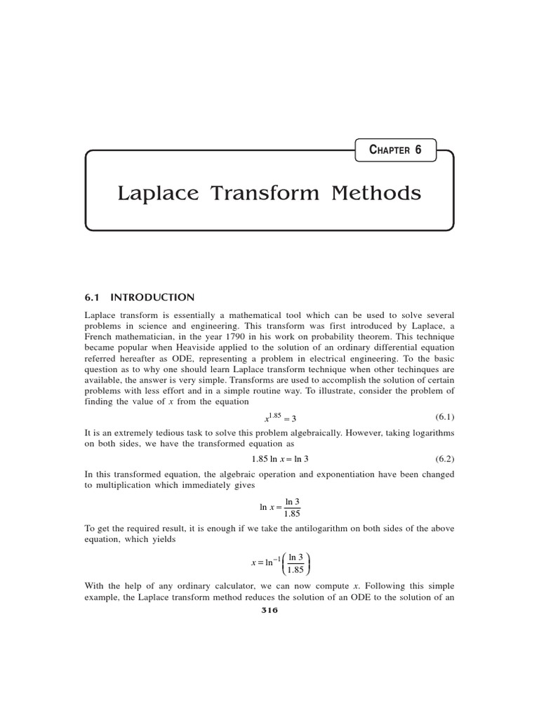Laplace Transform Methods: Hapter | PDF | Laplace Transform | Equations