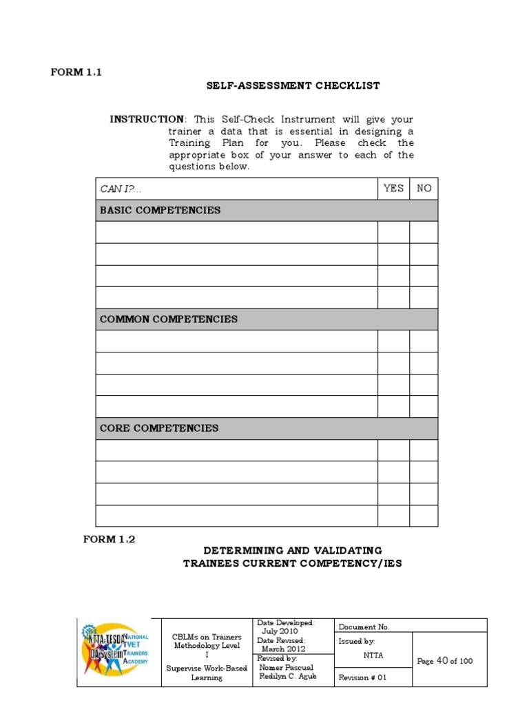 Trainer Self-Assessment Checklist | PDF