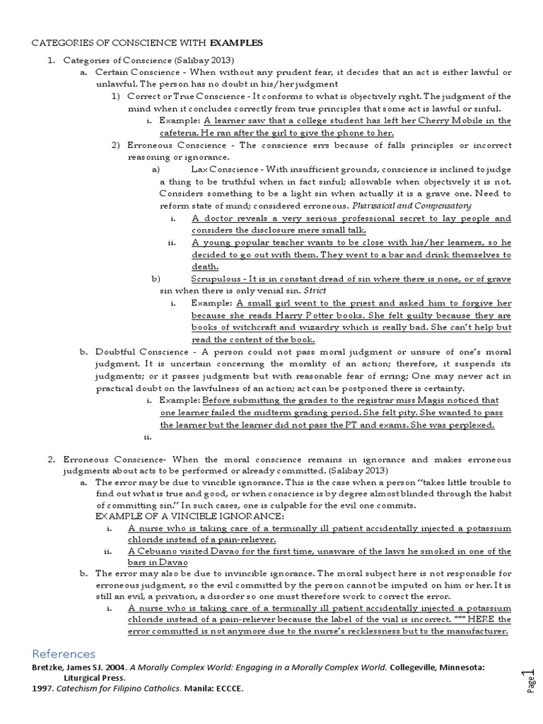 Session 5.2 - Categories of Conscience With Examples | PDF | Virtue ...