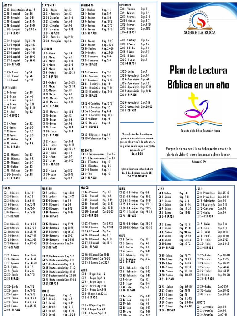 Plan de Lectura Biblica Tu Andar Diario | PDF
