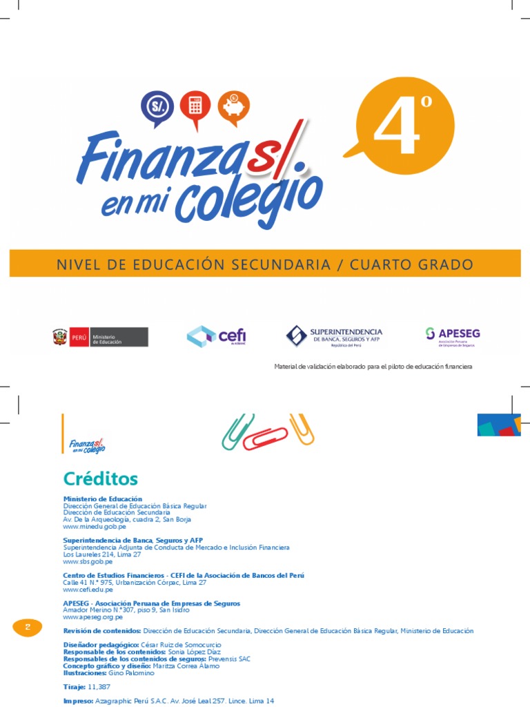 Finanzas en Mi Colegio Cuarto de Secundaria | PDF | Bancos | Interés